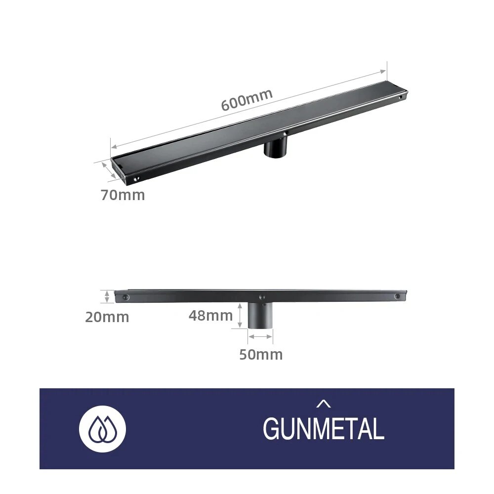 Линейный слив Gunmetal 600mm