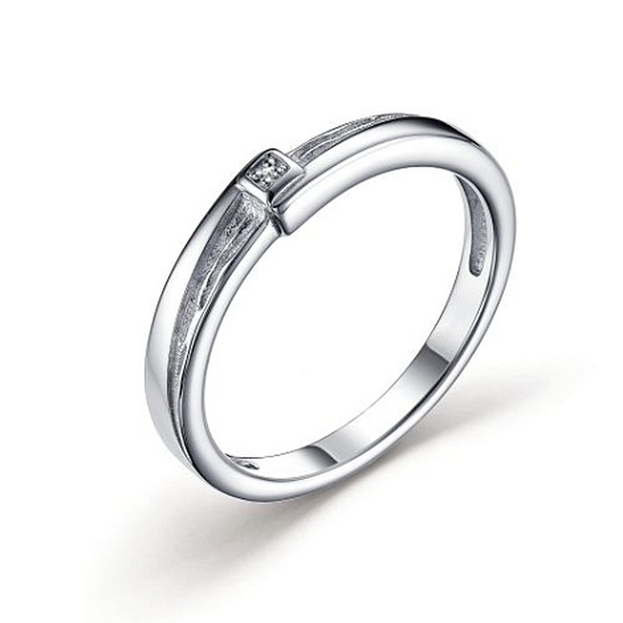 Кольцо, серебро, 925 проба, родирование, бриллиант