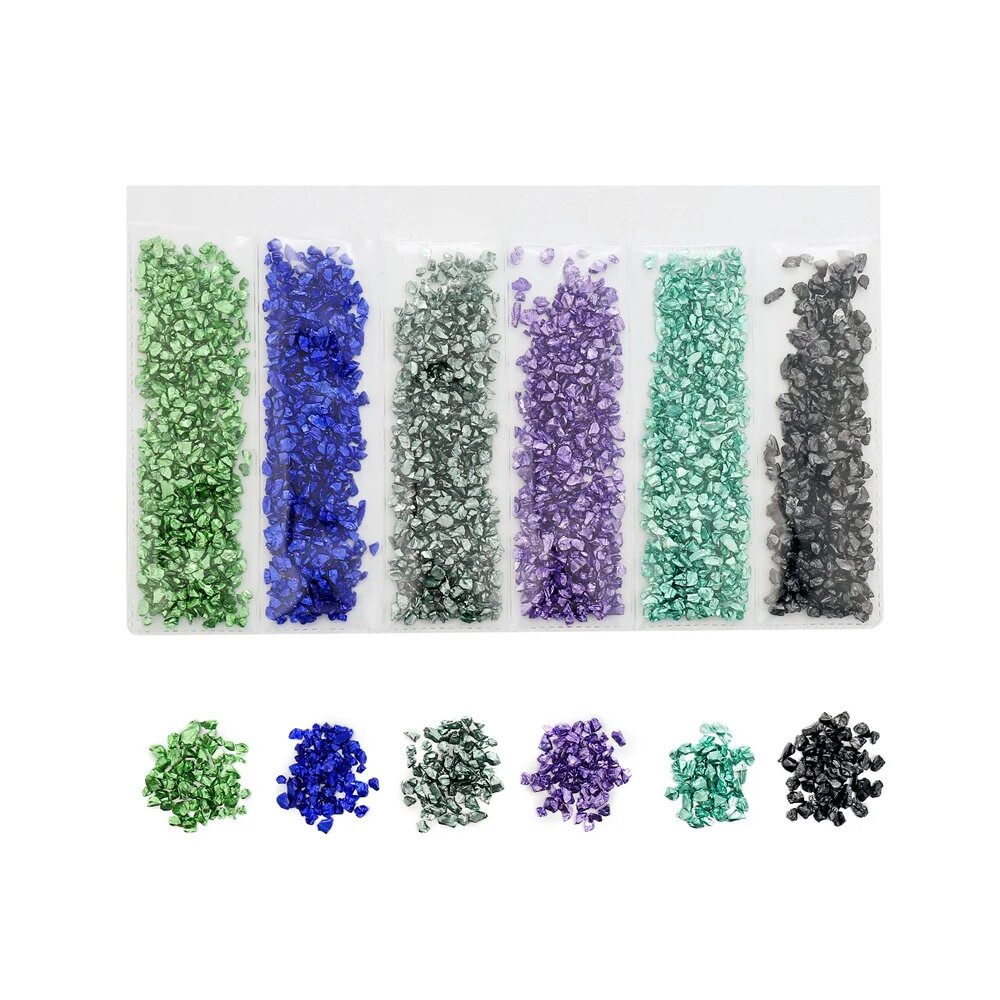 Разбитые стеклянные камешки Mixied для рукоделия 2-4mm, Set 16