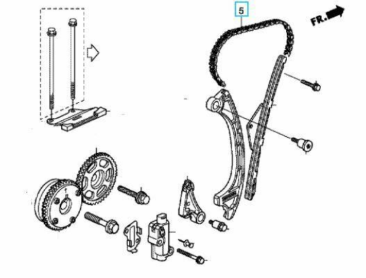 Цепь ГРМ (180L) для двигателя автомобиля Honda/Acura 2.4L L4; Артикул Honda: 144015A2A02 (Оригинал)