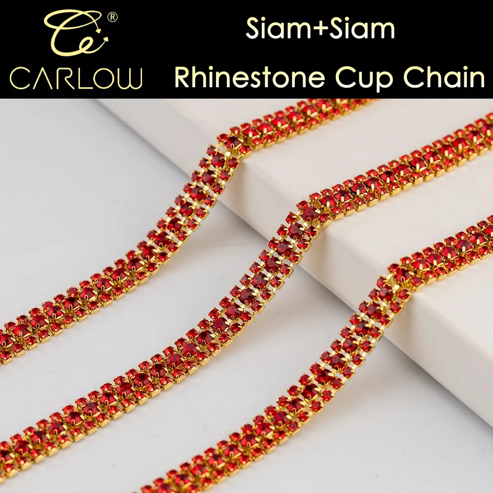 CARLOW Цепочка со стразами Siam+Siam, 1 Yard, 3ZL-021