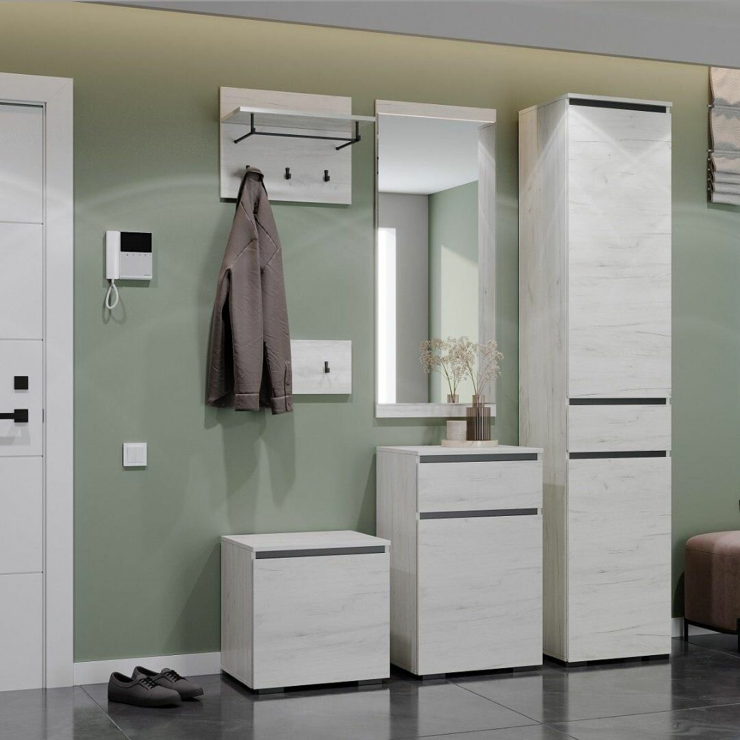 Прихожая гретта исполнение 11 Крафт белый - Антрацит