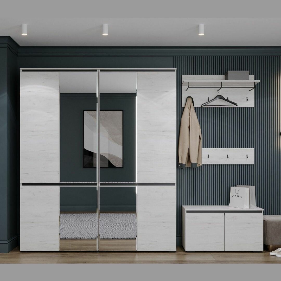 Прихожая гретта исполнение 9 Крафт белый - Антрацит