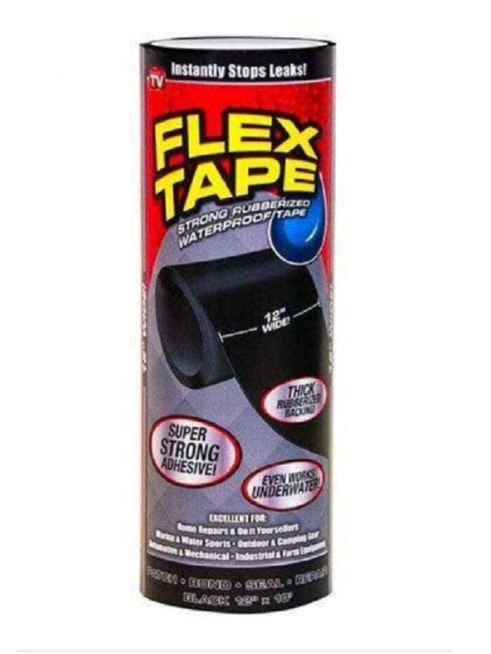Монтажная лента, сверхсильная клейкая лента Flex Tape, супер фикс, super fix, герметик (20см, черный)