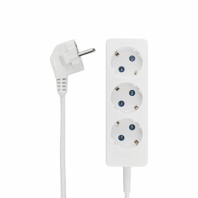 Удлинитель 3 гнезда, 5м, 3х0,75мм , с/з, белый PROconnect