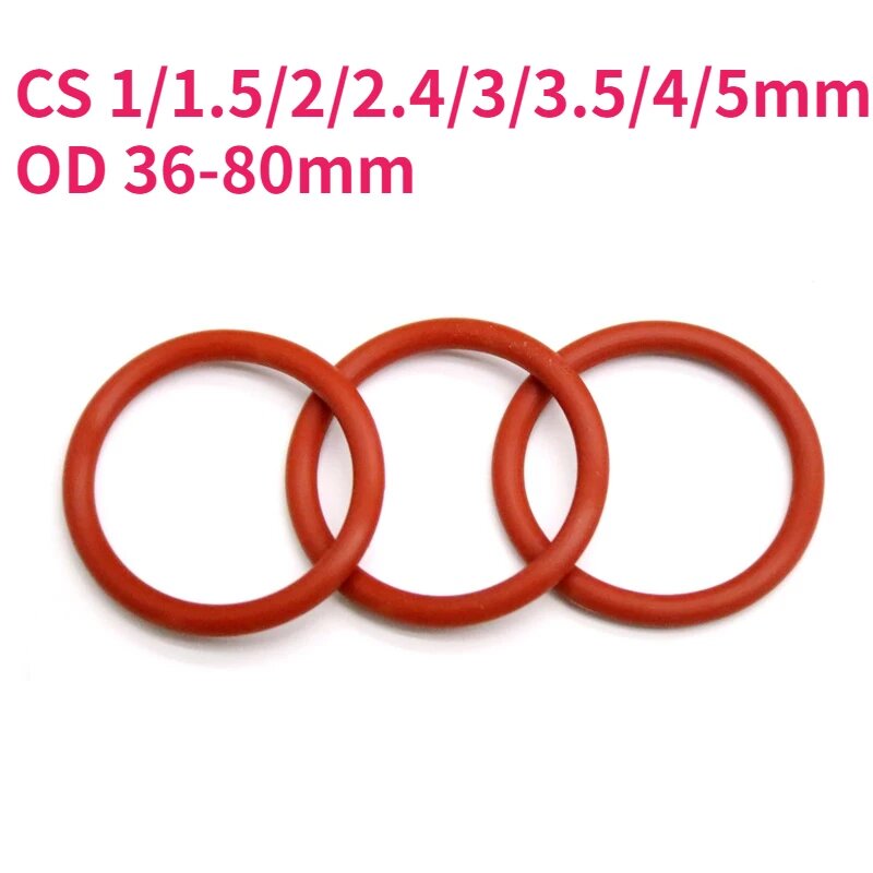 Красный силиконовый уплотнительный кольцо VMQ OD 36mm(10pcs), 4mm