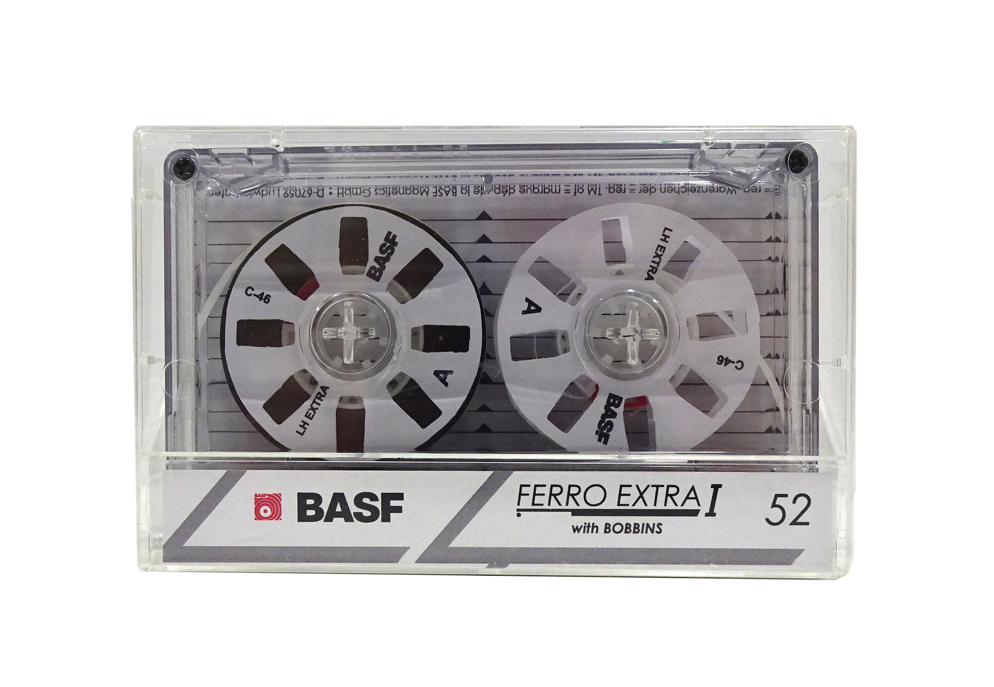 Аудиокассета "BASF" с белыми боббинками c 8 катушками