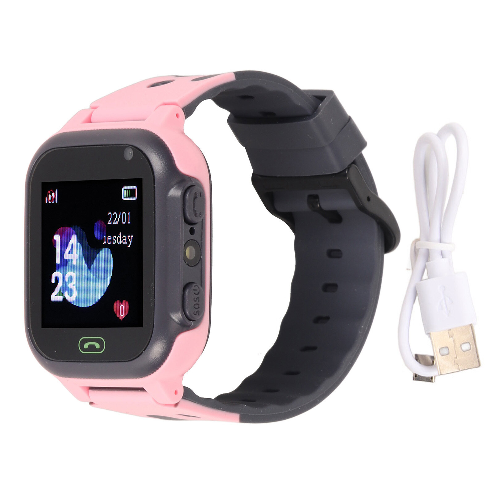 Kids Smartwatch 1.44in Color Touch Screen Children Smart Watch 2G GSM Phone Call LBS Positioning SOS Games Classroom Mode Pink