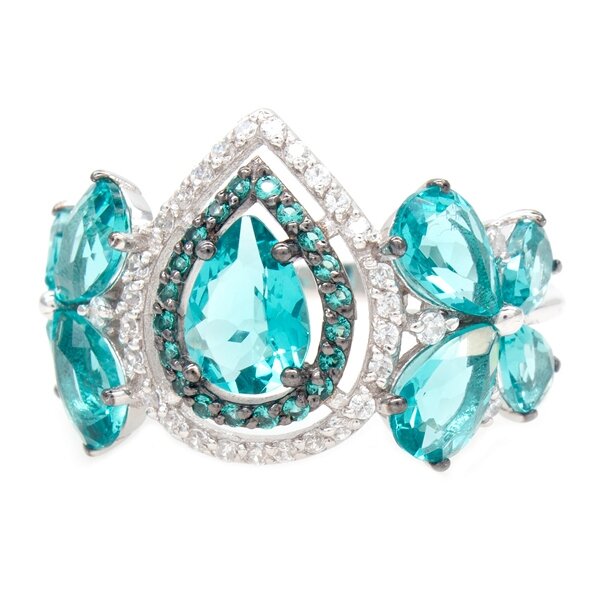 Кольцо, серебро, 925 проба, родирование, кристалл, фианит