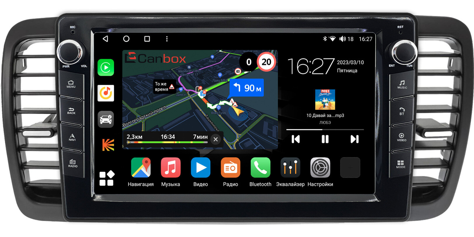 Штатная магнитола Canbox M-Line 7821-9-0287 Subaru Legacy 4, Outback 3 2003-2009 (правый руль) Android 10 (4G-SIM, 2/32, DSP, IPS) С крутилками