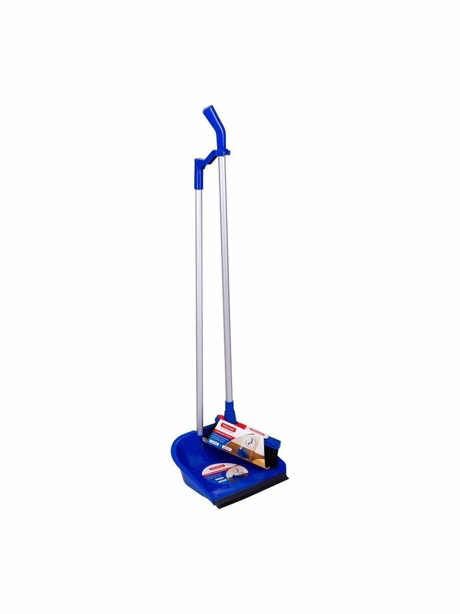 Совок для мусора OfficeClean Professional, щетка: сметка, алюминиевая ручка 70 см, пластик, резиновая кромка (266770)