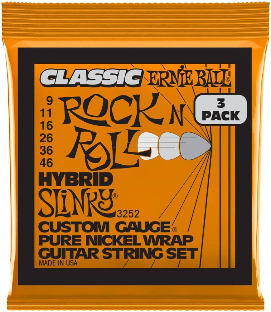 ERNIE BALL 3252 Pure Classic RnR Slinky Hybrid 3 Pack 9-46 - Струны для электрогитары