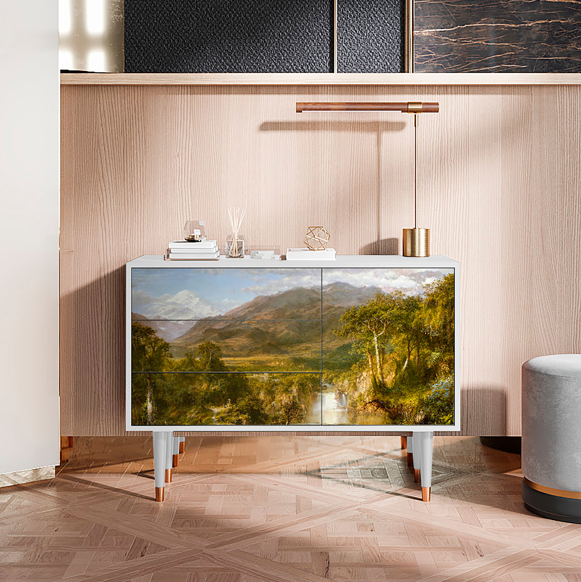 Комод - STORYZ - S3 The Heart of the Andes by Frederic Edwin Church, Размер - 115 x 84 x 41 см, Цвет корпуса - , Белый
