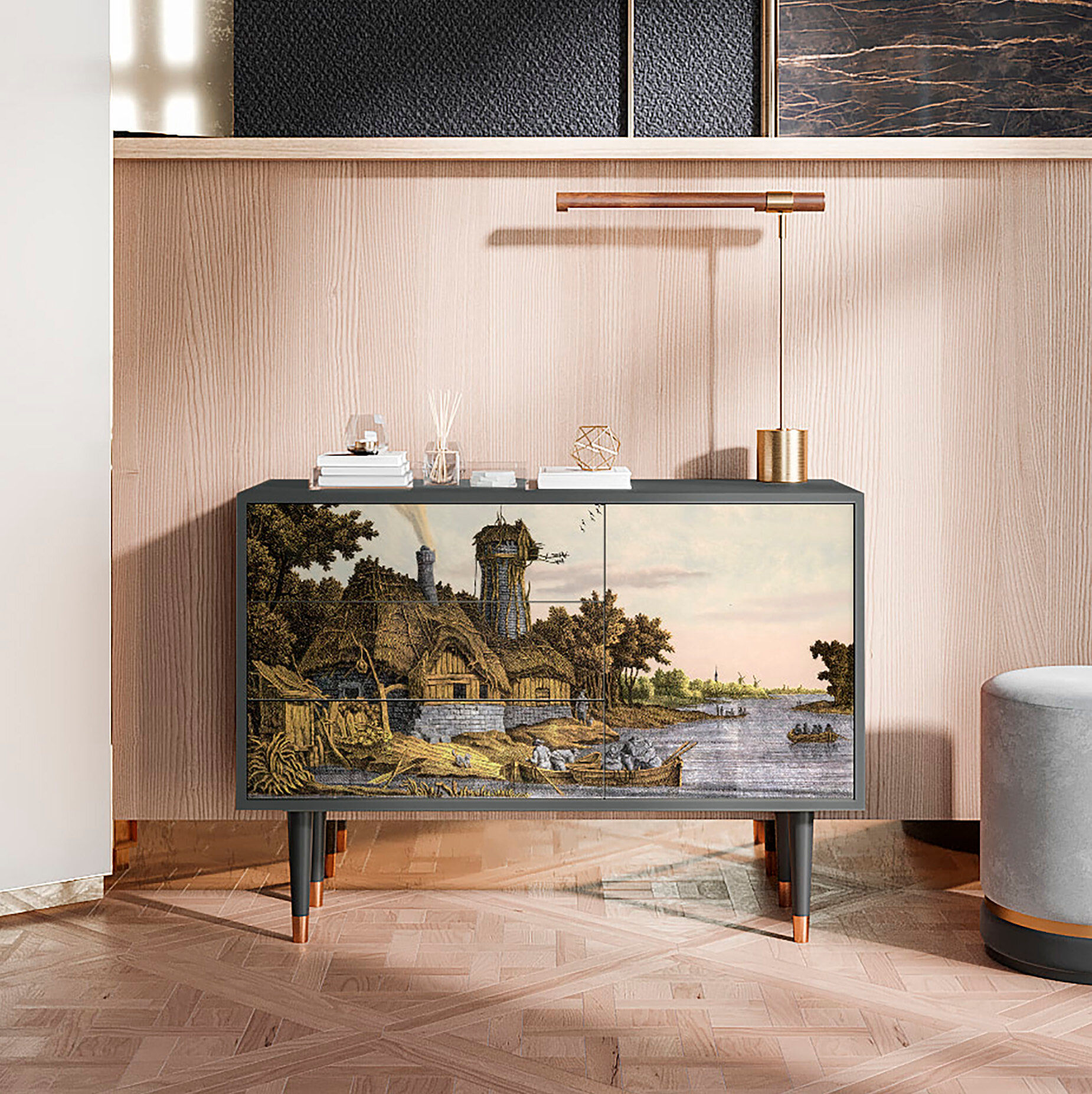 Комод - STORYZ - S3 Mill along a River by Jonas Zeuner, Размер - 115 x 84 x 41 см, Цвет корпуса - , Антрацит