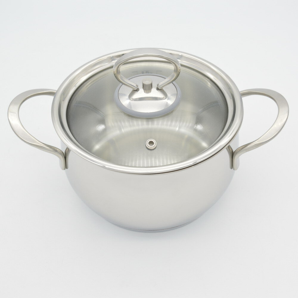 Кастрюля Кухар "Магнолия Классика" нержавеющая сталь,1,8л, стекл. крышка