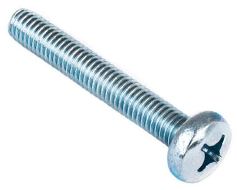 Винт Стройбат DIN 7985 метрический оцинкованный, стальной, серый, 6×50мм, резьба М6, 30шт. / крепеж