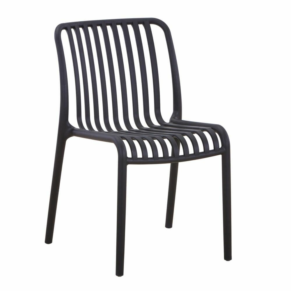 Стулья для кухни, для сада, со спинкой, пластиковые, черные, комплект 2 шт