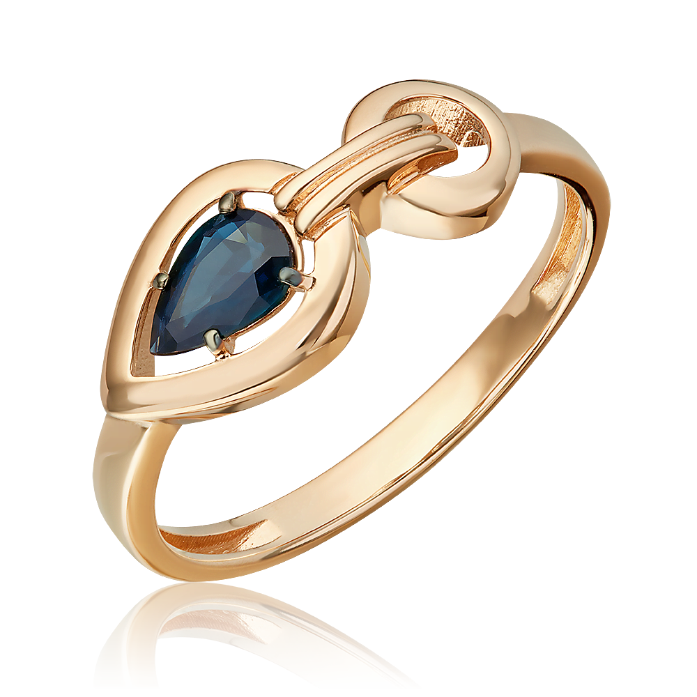 Кольцо, красное золото, 585 проба, сапфир