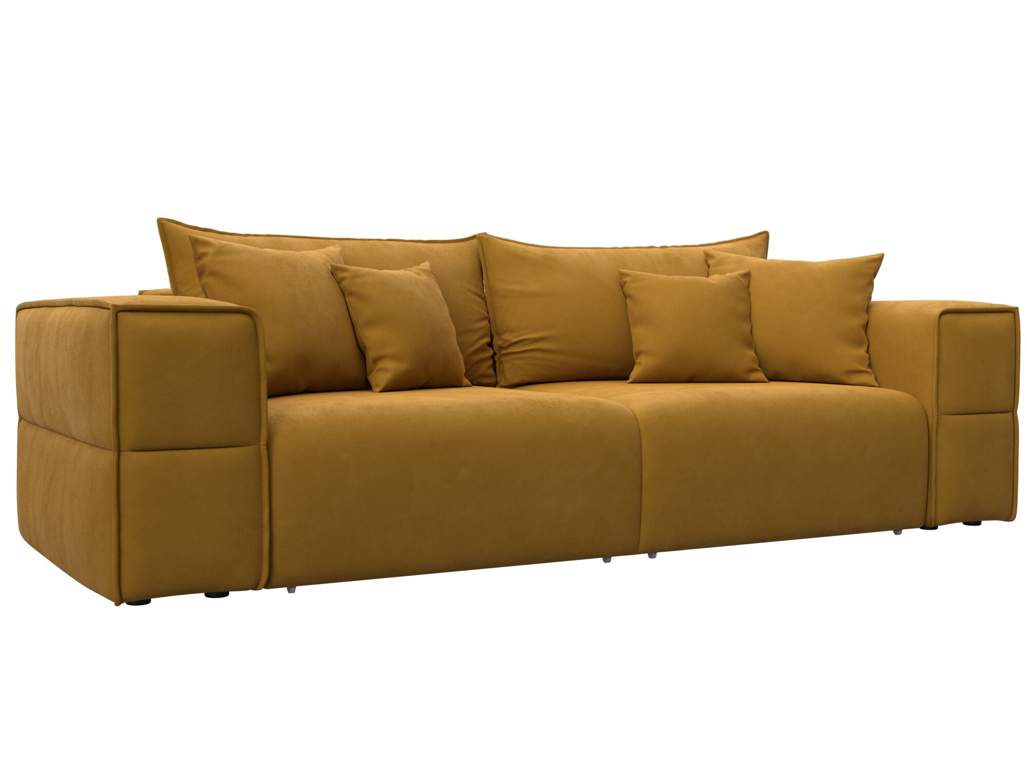 Диван прямой Лига-058 НПБ, 4-местный, размер: 270х114х80см, спальное место: 163х200см, велюр, BRUT 10 желтый