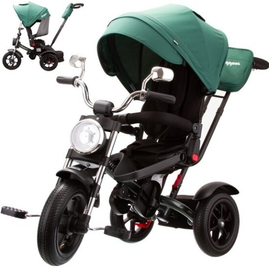 Трехколесный велосипед Chopper CH1G-1 с ручкой управления, шины 12 и 10, цвет зеленый