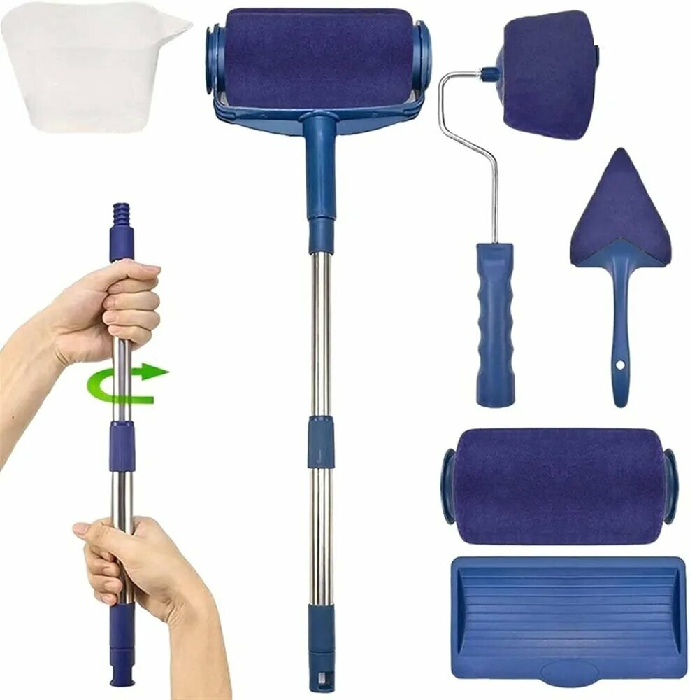 Бескапельный набор валиков для покраски стен и потолка с телескопической ручкой для безопасного и удобного нанесения