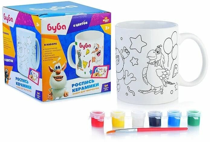 Набор для творчества Кружка для росписи "Буба" (краски, кисточка)