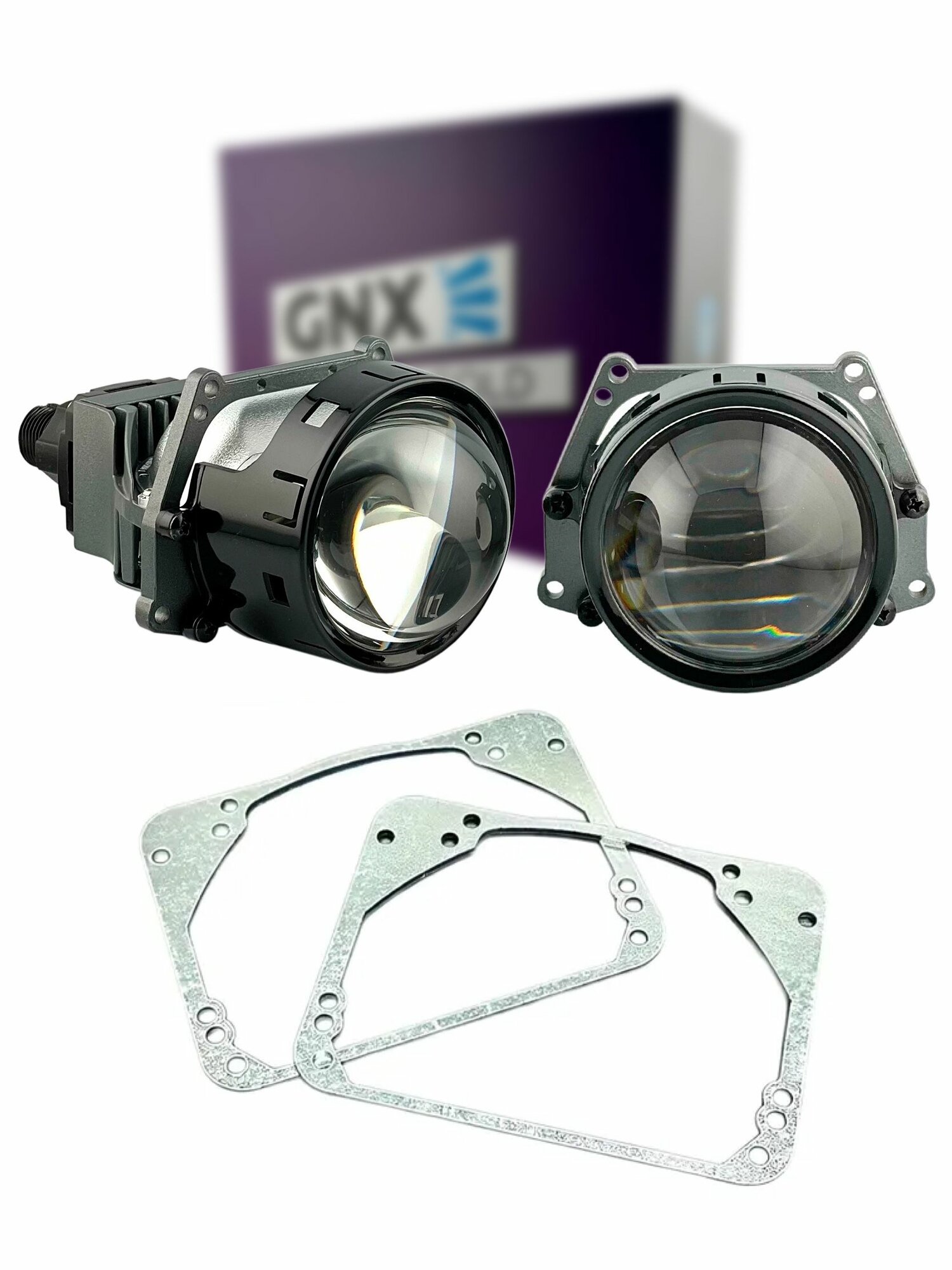 Bi Led линзы 6000k для Changan CS55 PLUS 1 рест. 2021-2024 / Билед на Чанган ЦС55 Плюс / светодиодные 2 чипа, 3 дюйма / комплект с переходными рамками