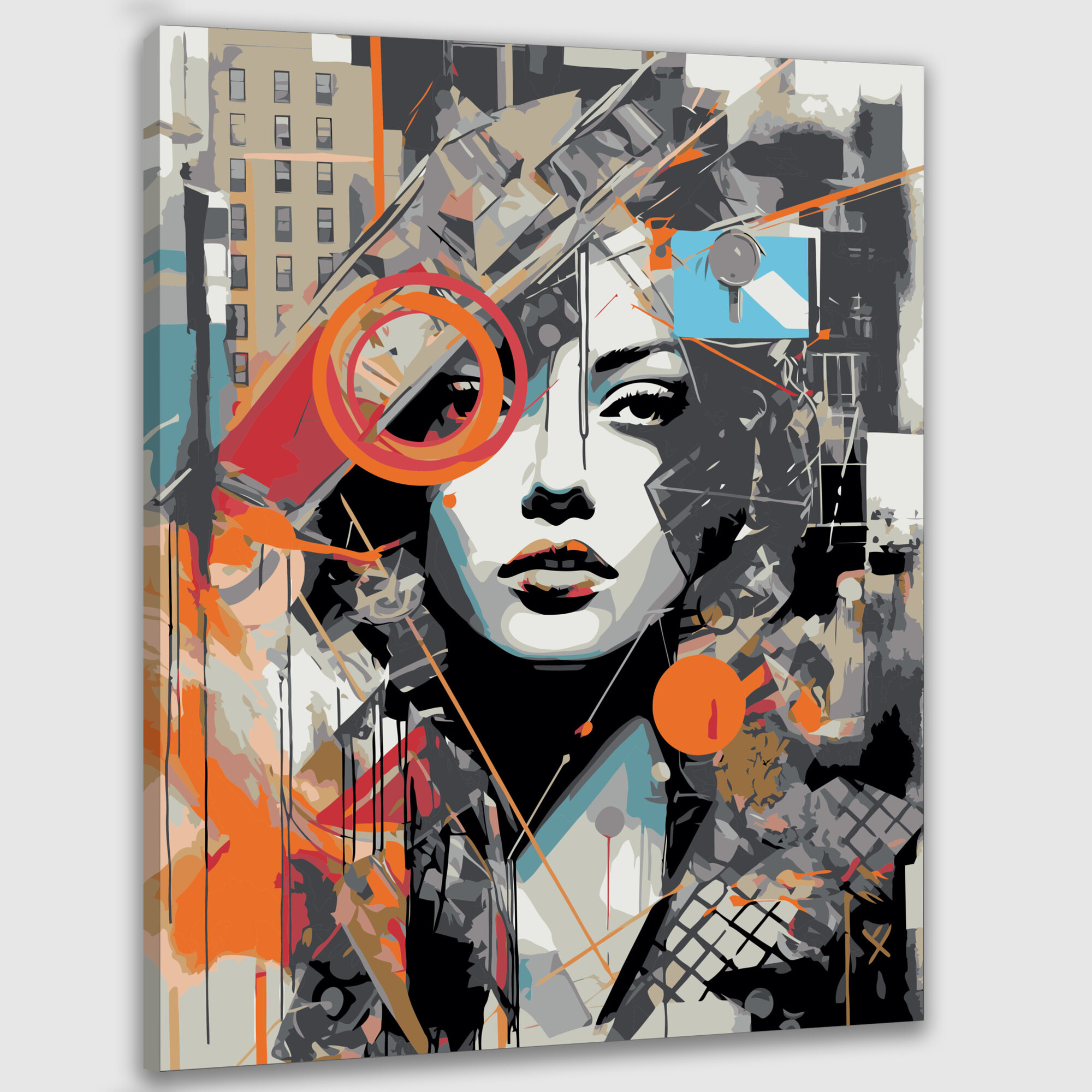 Картина по номерам 40x50 см, граффити, аэрозольная краска, трафареты, коллаж, уличное искусство, найденные предметы