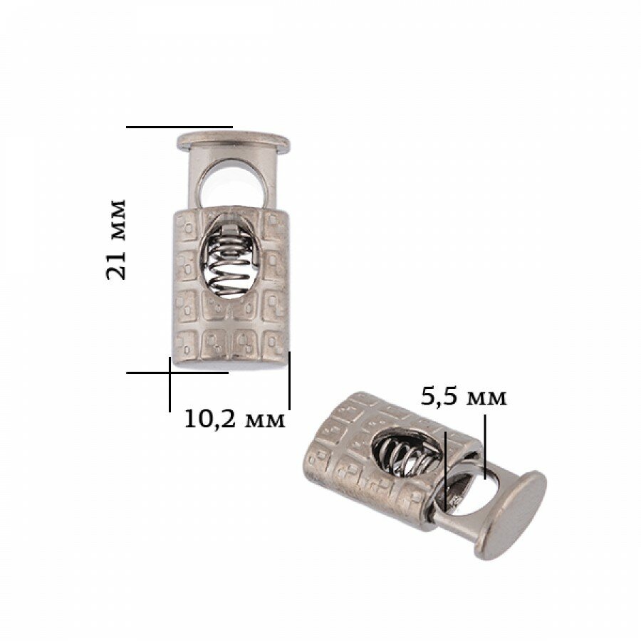 Фиксатор для шнура металл TBY OR.6660-0088 (10,2х21мм, отв.5,5мм) цв. черный никель уп. 100шт