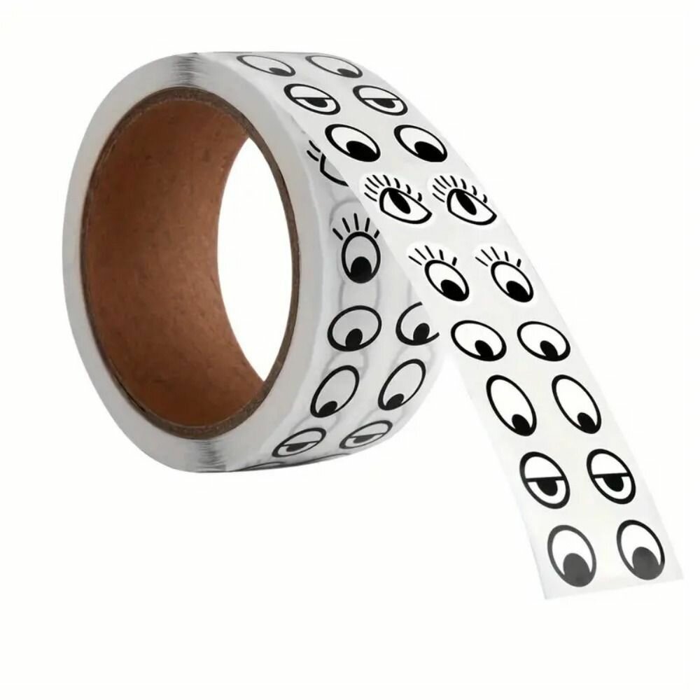 Наклейки глаза для творчества, 1000 шт на рулоне, самоклеящиеся черно-белые стикеры для декора, поделок и дизайна, универсальный скрап-материал