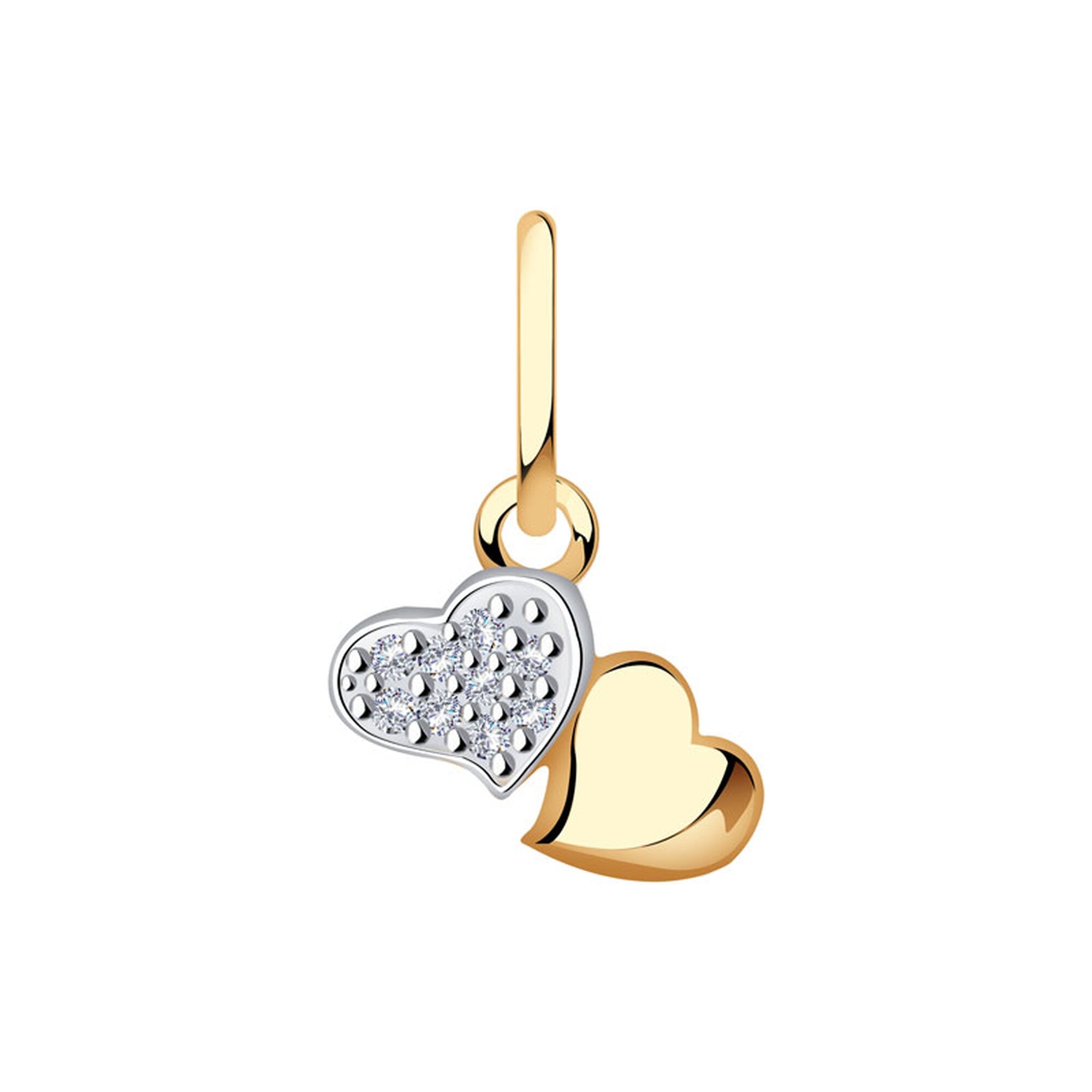 Подвеска, красное золото, 585 проба, фианит