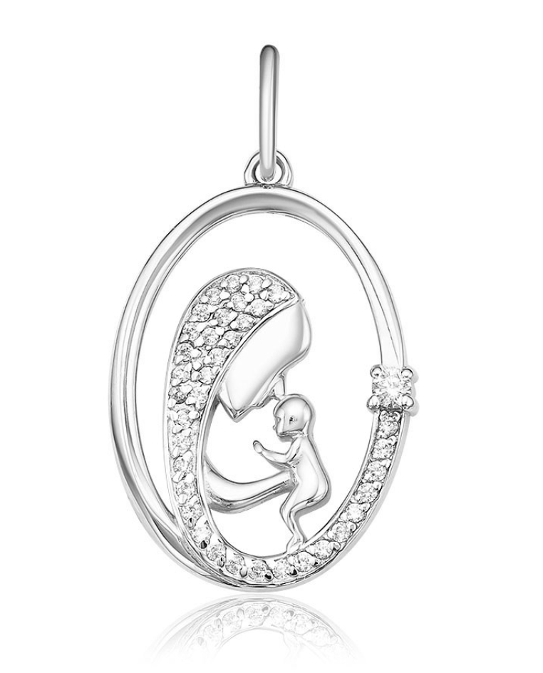 Подвеска, серебро, 925 проба, фианит