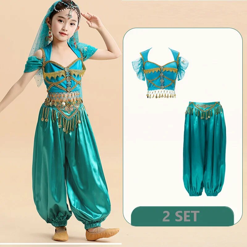 Детский костюм для танца живота Болливуд S, 2 set blue C