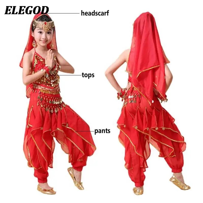 Детский костюм для танца живота Красный, S, 3pcs Red