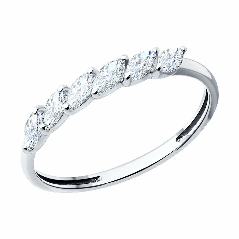 Кольцо, серебро, 925 проба, родирование, фианит