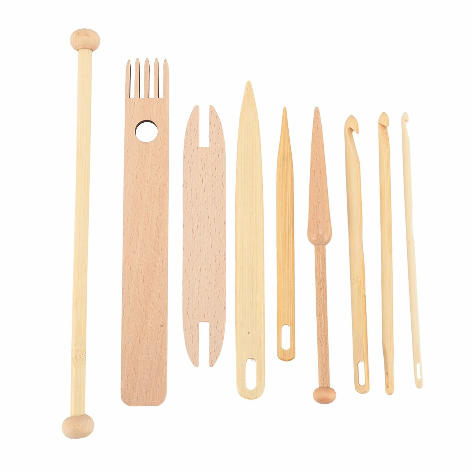 Набор деревянных инструментов для ткачества из 9 предметов, включает ручку, крючки и аксессуары, для домашнего использования