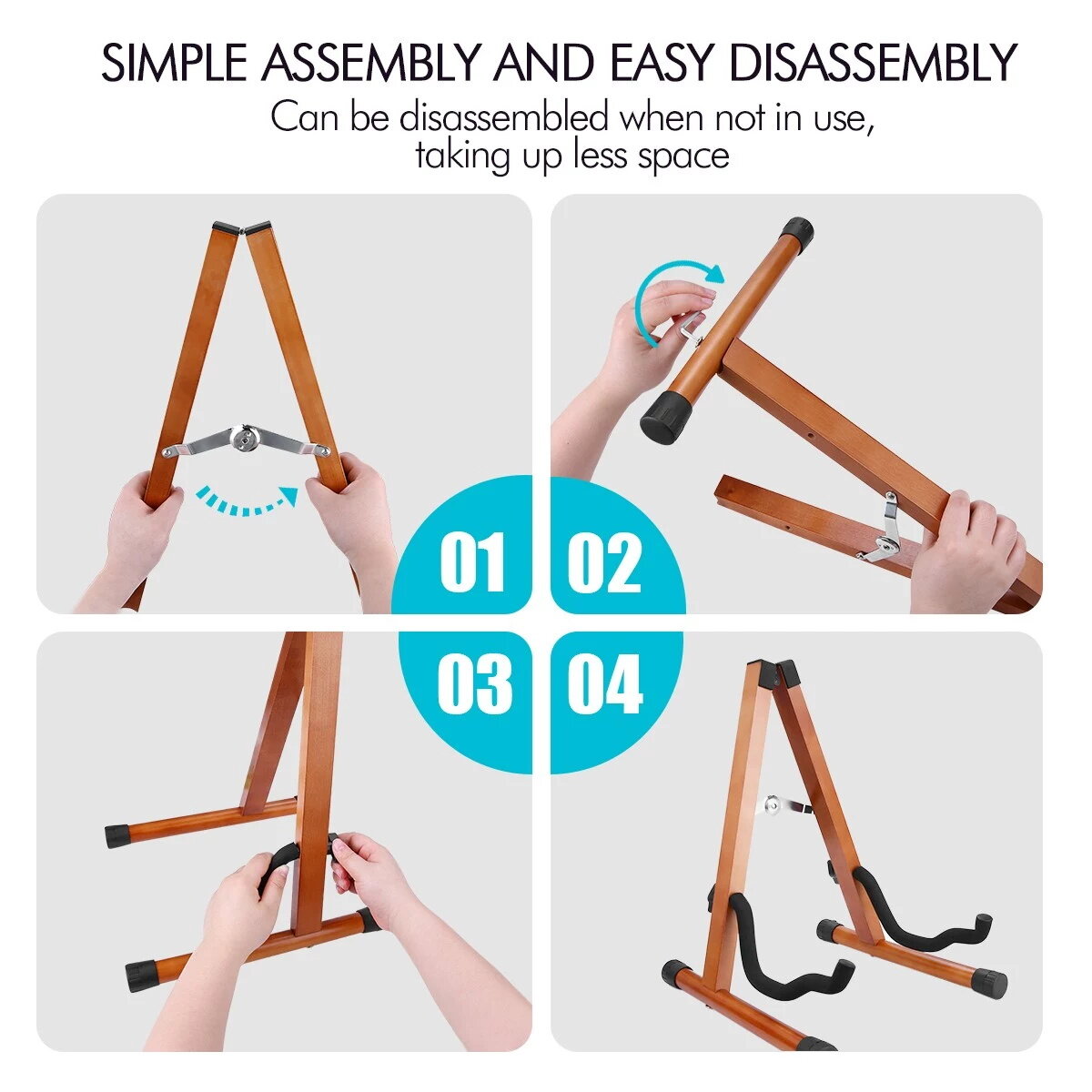 Портативная стойка для гитары из цельного дерева, съемный держатель для струнных инструментов из березы для электроакустических бас-гитар