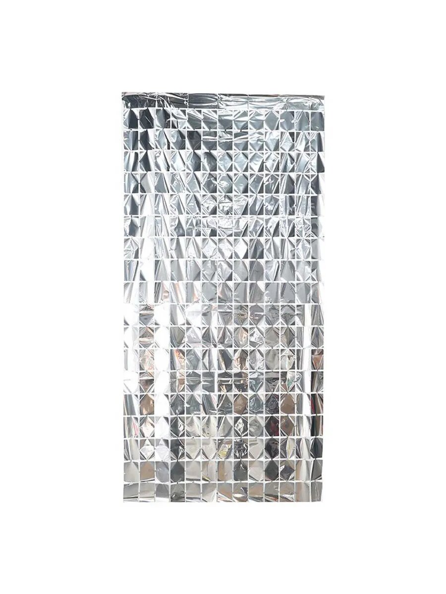 Занавес "Прямоугольная стена" Серебро, 1*2 м, 1 шт. / Веселый праздник
