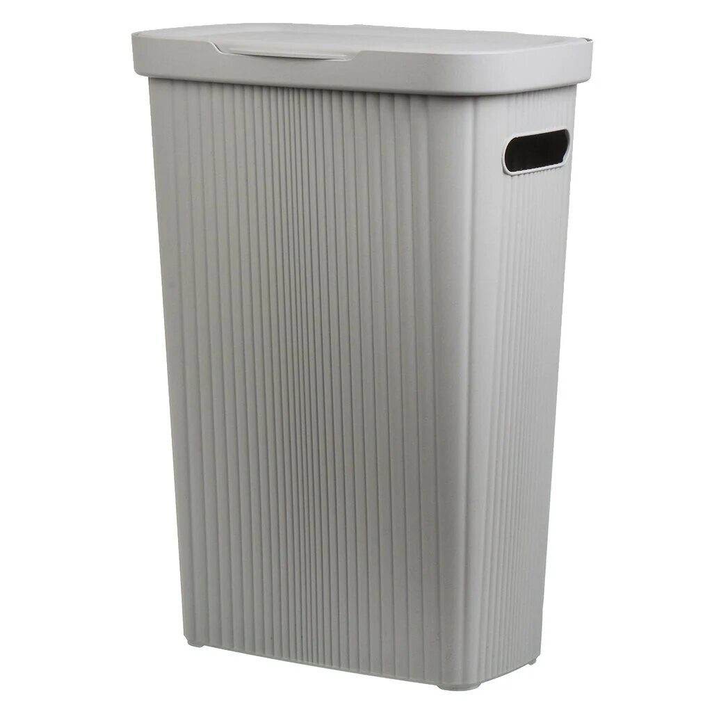 Корзина для белья, 45 л, 45х29х63 см, прямоугольная, пластик, светло-серый флэк, с крышкой, Econova, Velvet, 433246238