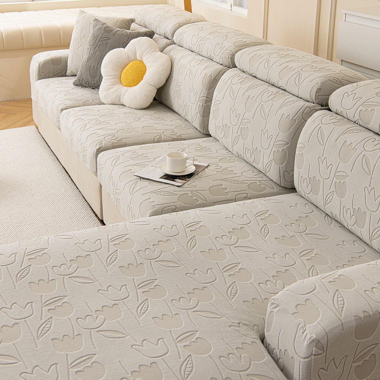 Нескользящий чехол для дивана, износостойкий протектор мебели,190,85,1, светло-серый