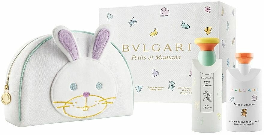 BVLGARI, Petits et Mamans, набор: т. вода, 100 мл + лосьон д/тела, 75 мл + косметичка