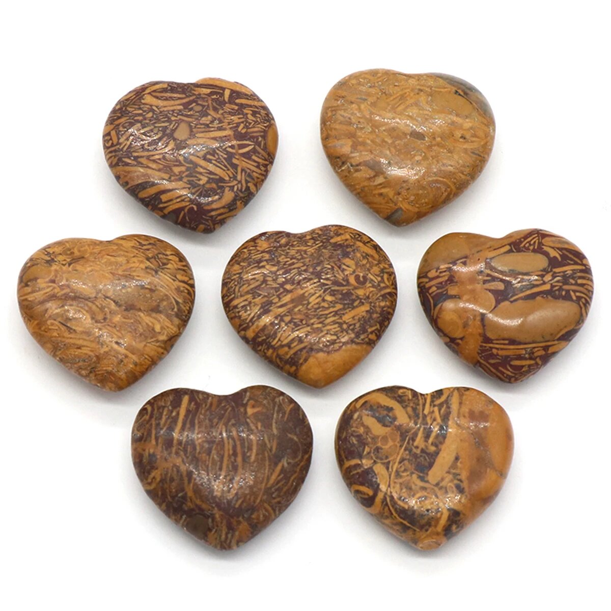 Два натуральных розовых кварцевых кристалла в форме сердца Коричневый, Gold filigree jade