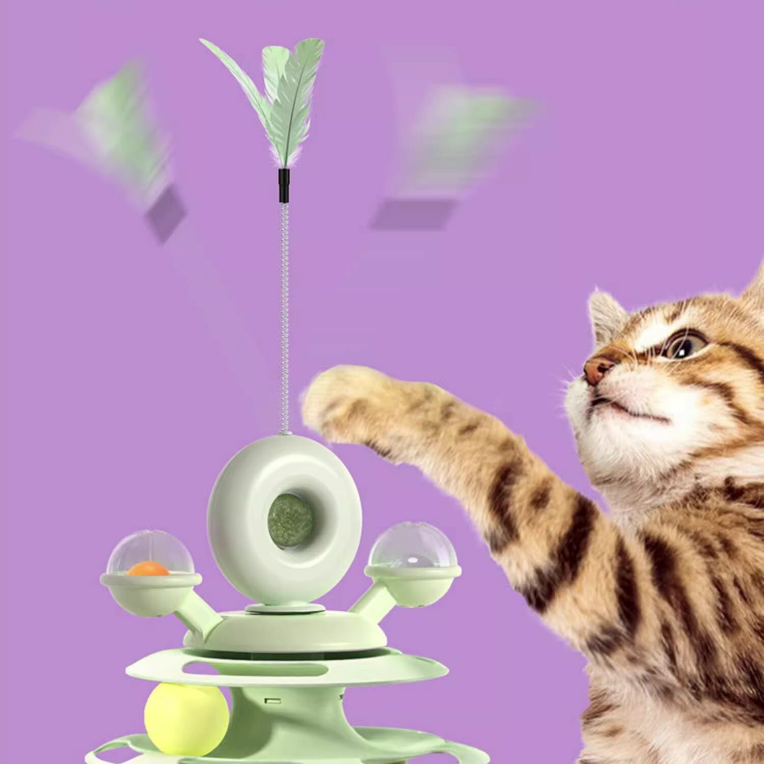 Игрушка для кошек развивающая игровая пирамидка с шариками трек с дразнилкой