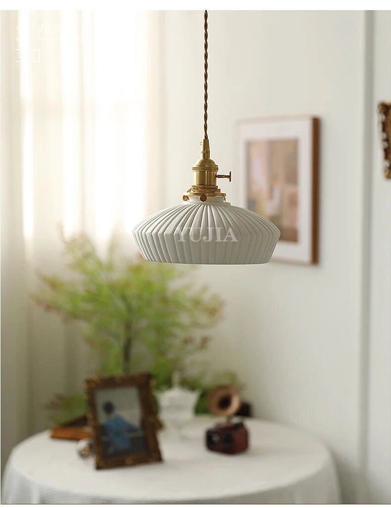 Подвесной светильник WGNUUC керамический кремовый, Bulb not included, Синий