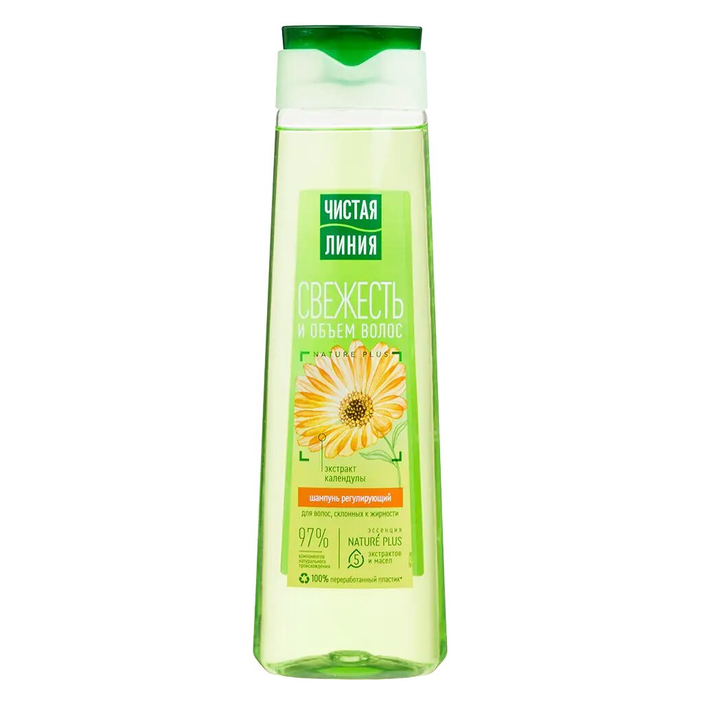 Чистая Линия шампунь для волос склонных к жирности регулирующий на отваре целебных трав с экстрактом шалфея, календулы и тысячелистника 400 мл 1 шт