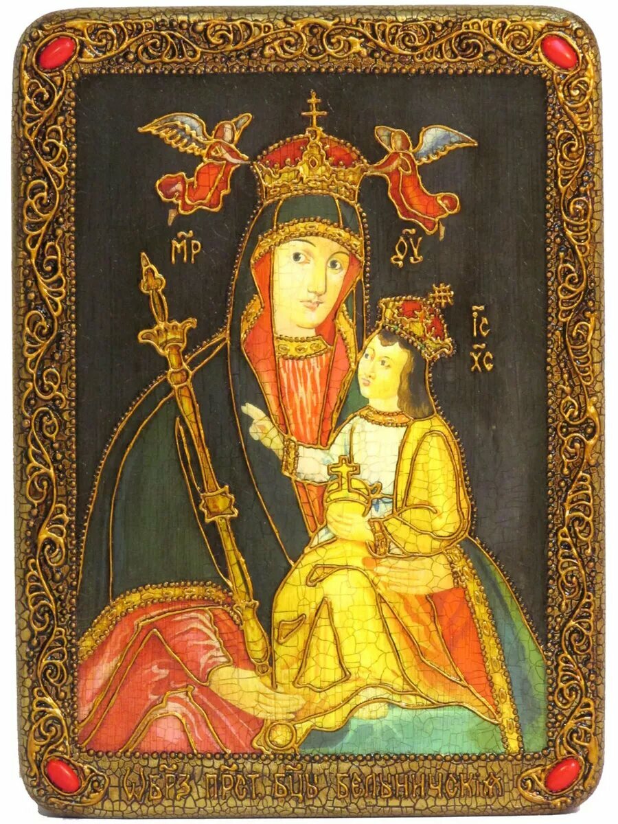 Аналойная икона Пресвятой Богородицы Белыничская на доске из черного дуба 21х29 см