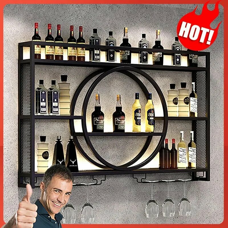 Настенный винный шкаф "Black", металл, черный, 100 см x 15 см x 80 см