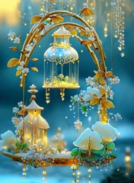 Алмазная картина "Фантазия Колокольчик ветра" алмазная огранка 40х50 см,40X50CM, белый