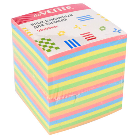 Блок бумаги " deVente " 9*9*9 см, 5 пастельных цветов, офсет