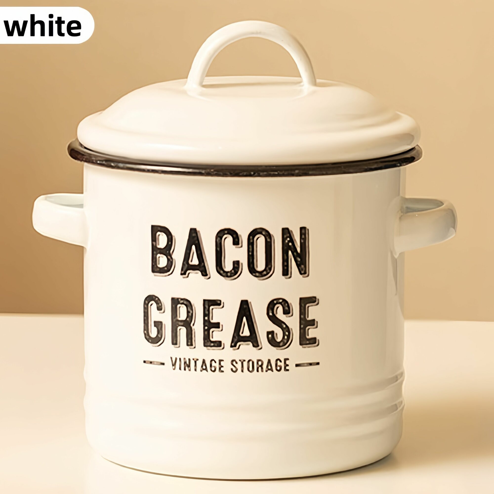 Эмалированный масляный контейнер, с крышкой, большой объем, бел